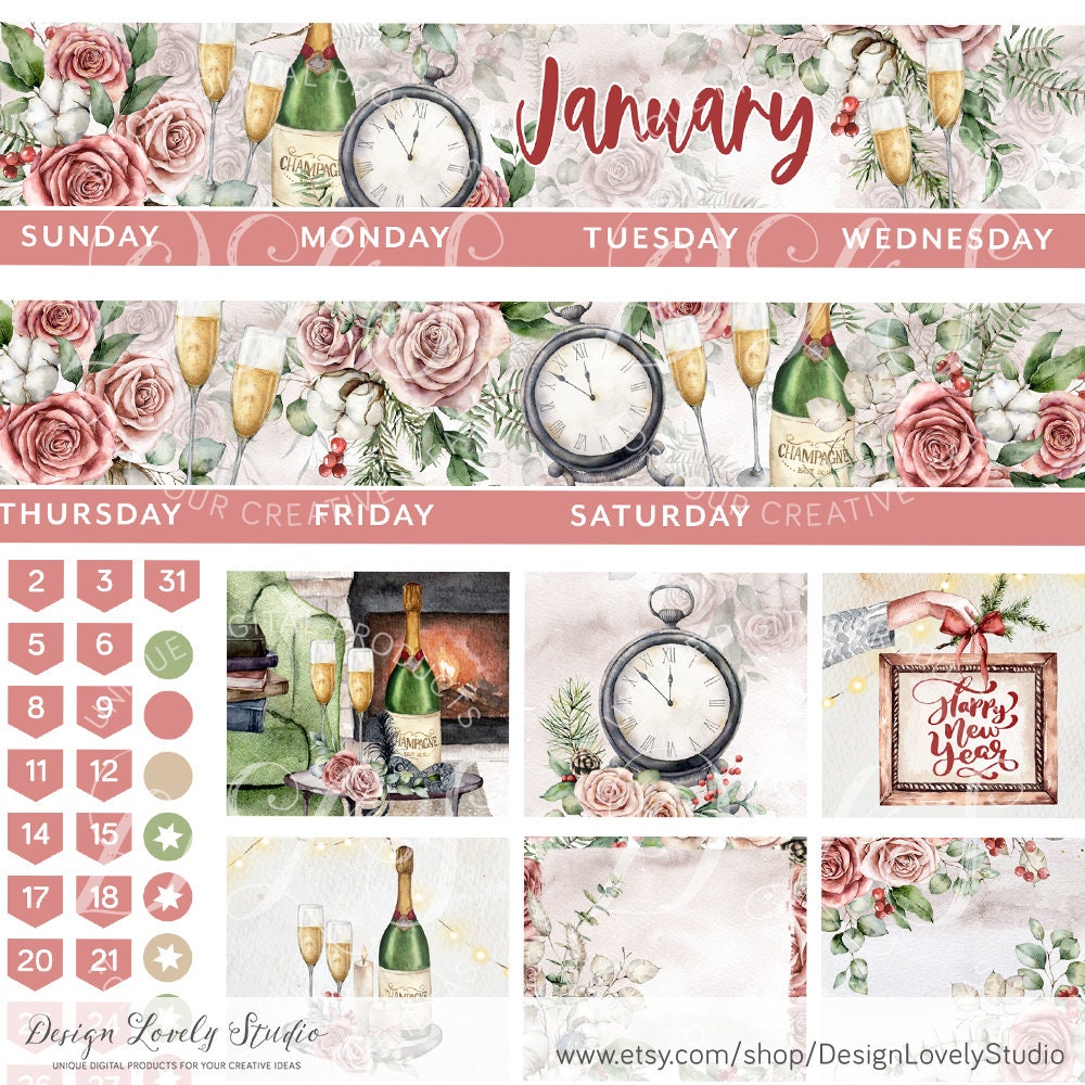 Printable JANUARY Planner Stickers January Monthly Stickers - Etsy