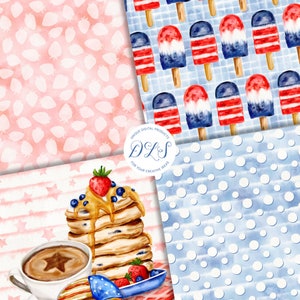 4th of July Digital Paper, Independence Day Background, Patriotic ...