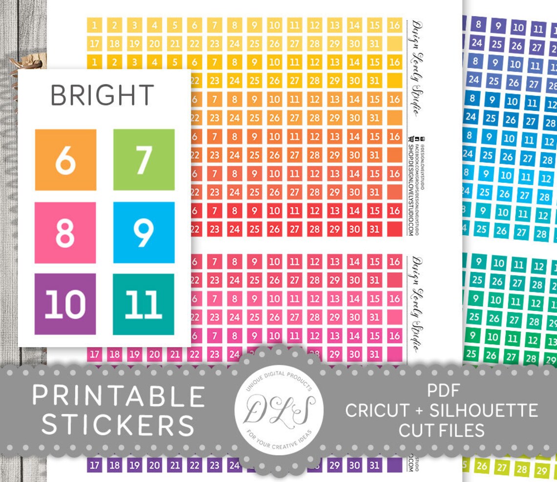 Date Cover Stickers Printable Date Cover Stickers Square - Etsy