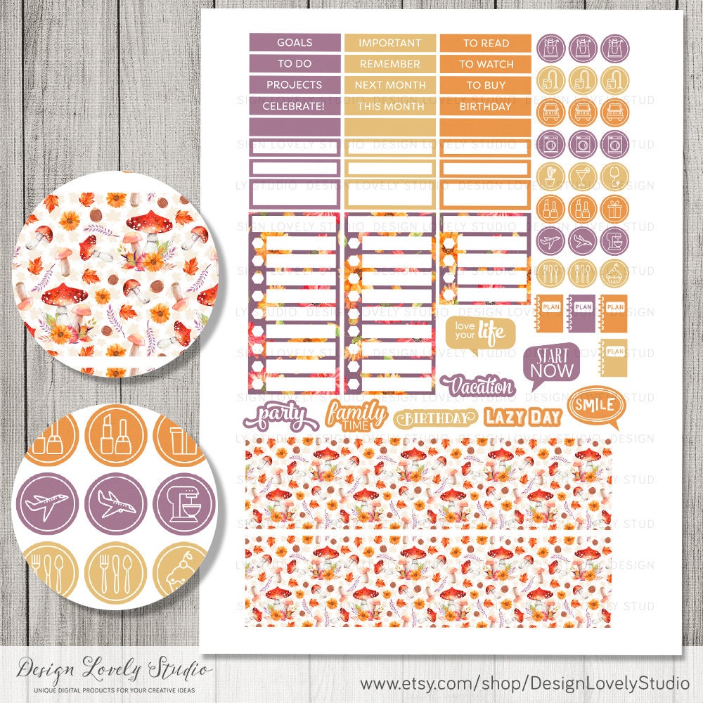 Printable OCTOBER Monthly Stickers Kit Happy Planner October | Etsy