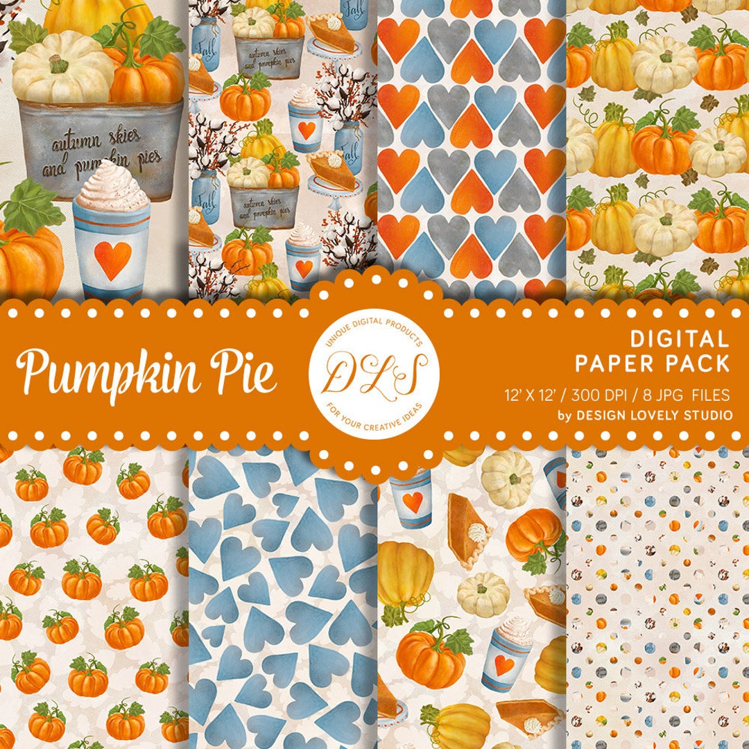 Pumpkin Digital Paper, Halloween Digital Paper, Halloween Scrapbook ...