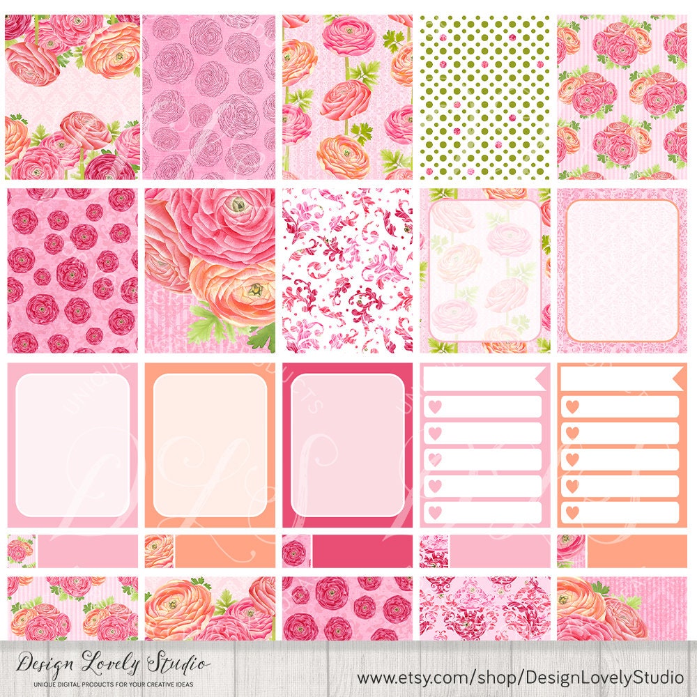 Printable Floral Planner Stickers Vertical Planner Stickers | Etsy