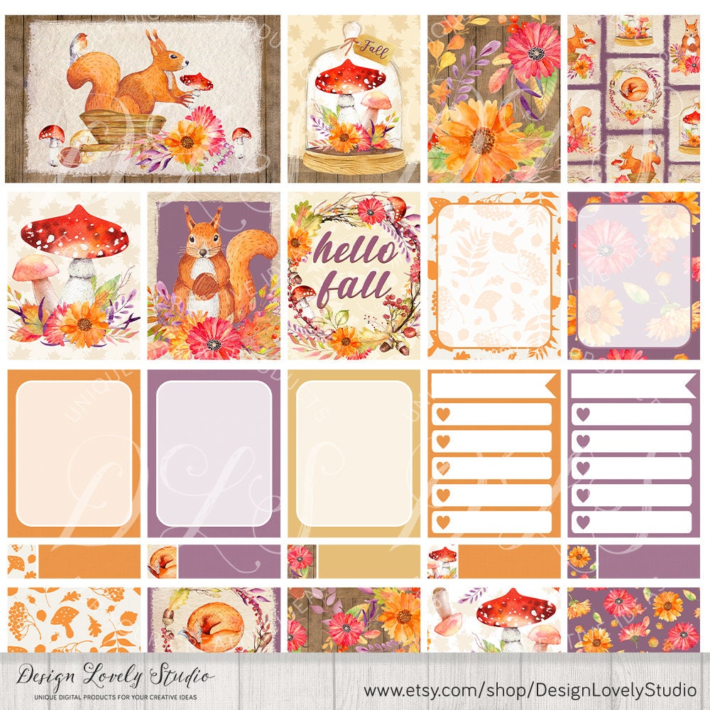 PRINTABLE Fall Planner Stickers Kit Woodland Planner - Etsy
