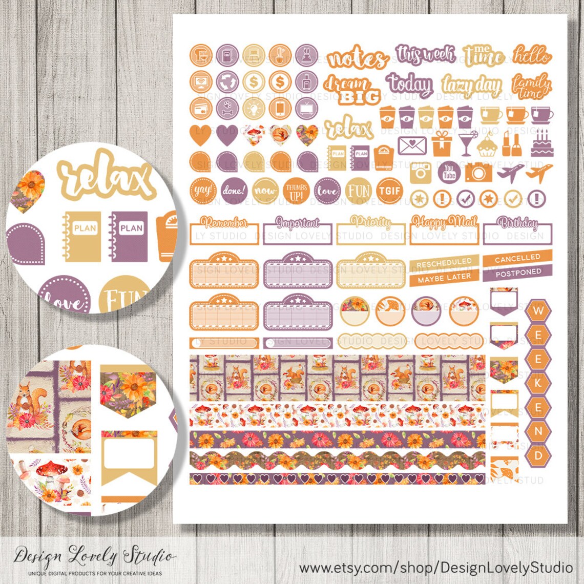 PRINTABLE Fall Planner Stickers Kit Weekly Planner Stickers - Etsy