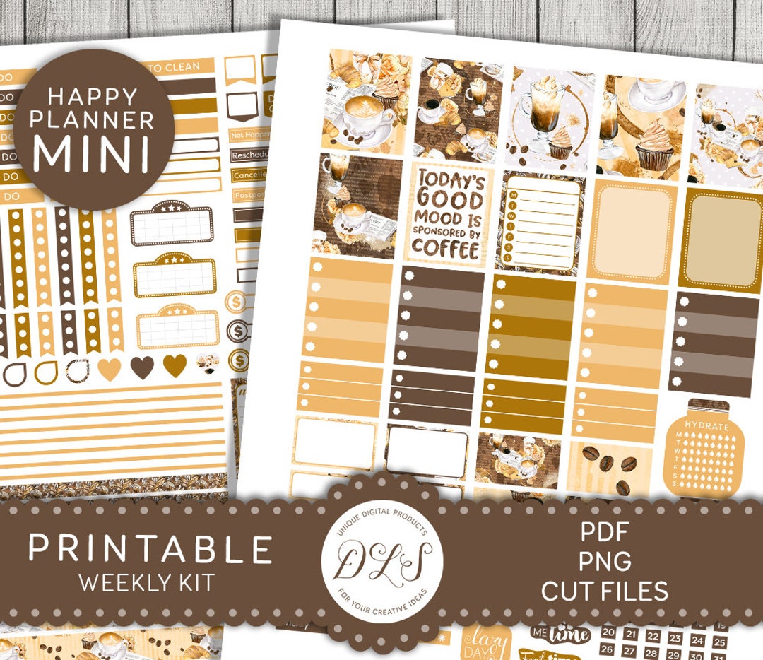 Printable COFFEE TIME Planner Stickers, Coffee Time Stickers, Coffee ...