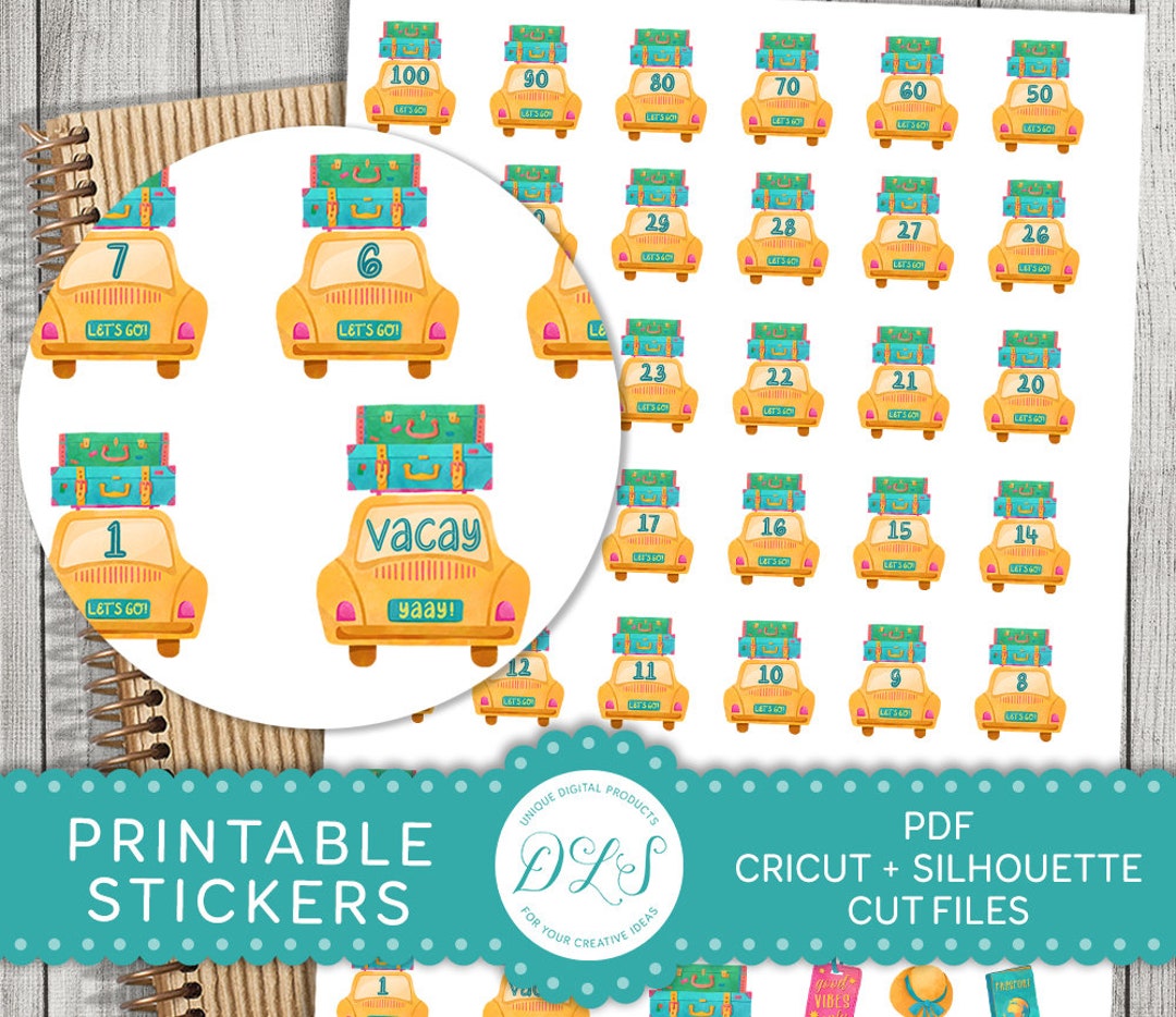 Road Trip Countdown Planner Stickers, Vacation Countdown Planner ...