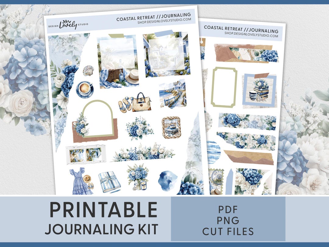 Coastal Aesthetic Journaling Sticker Kit, Seaside Deco Stickers, Spring ...