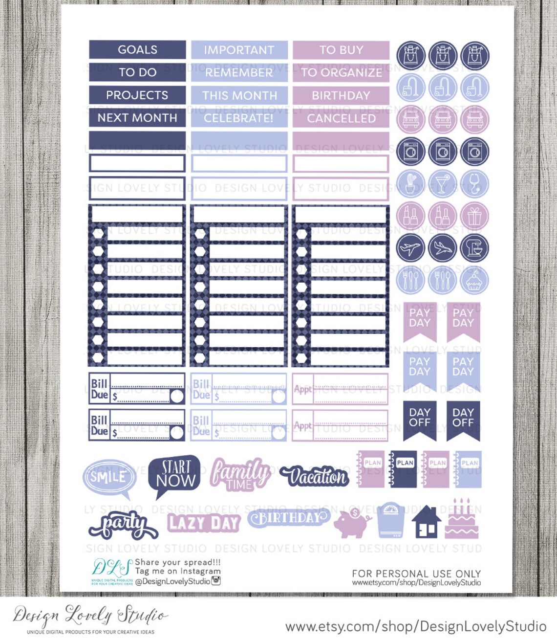 Big Happy Planner Printable Stickers Floral Planner Stickers - Etsy