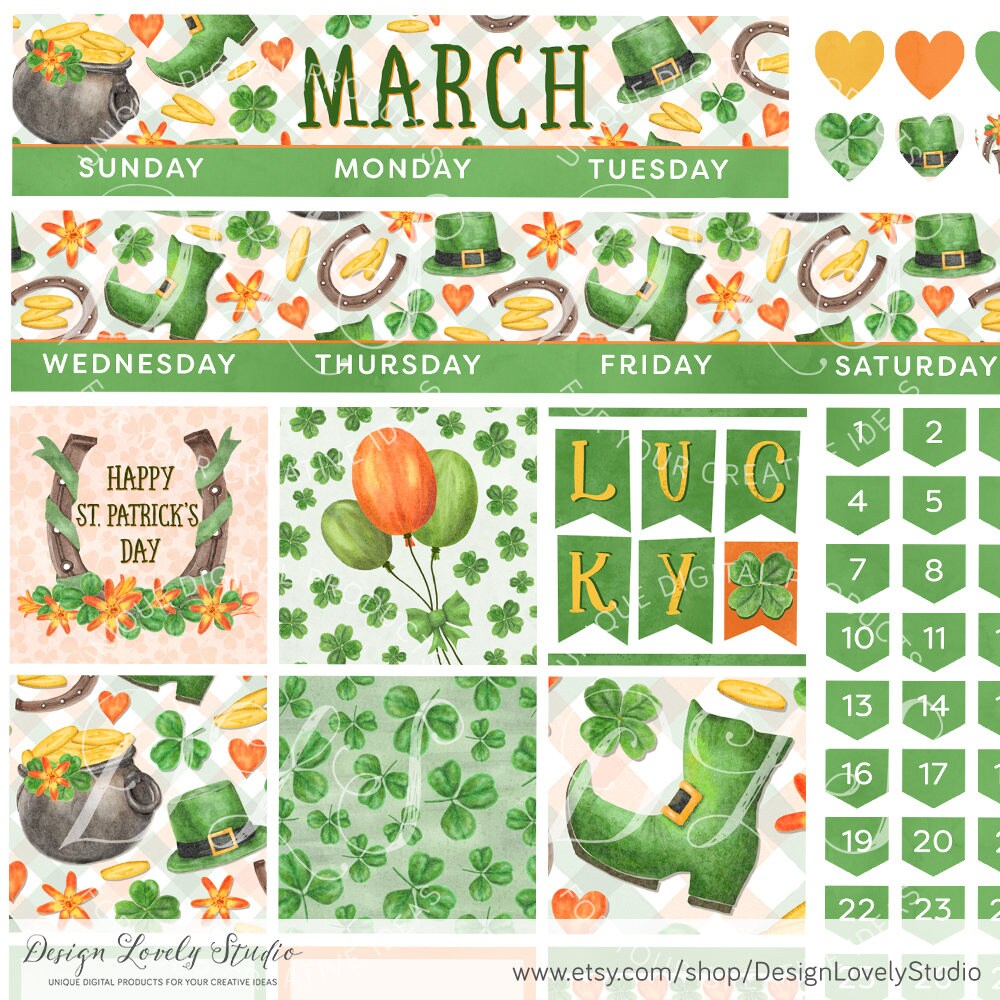 March Big Happy Planner Stickers, Printable Big Happy Planner Stickers ...