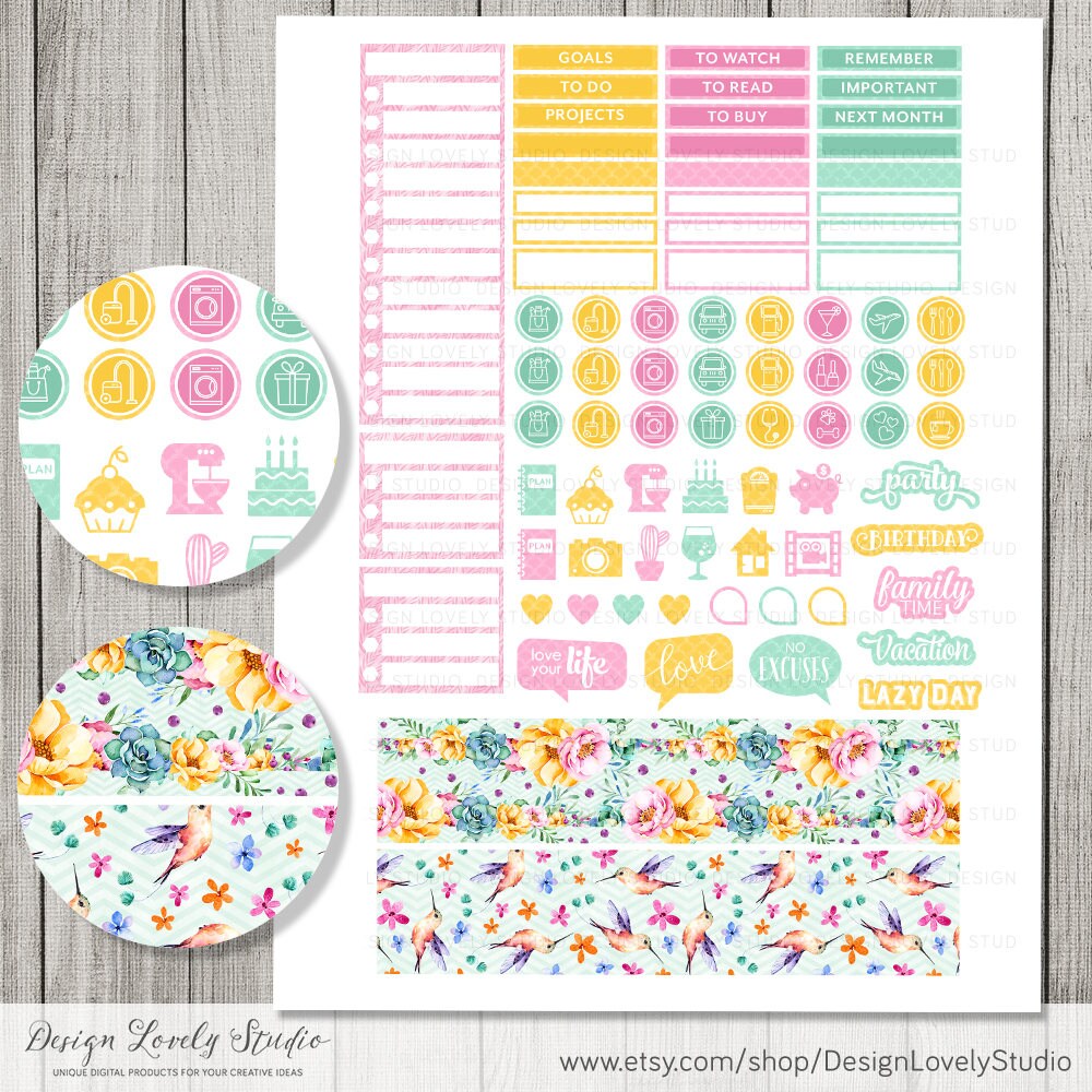 Monthly View Stickers Kit Monthly Planner Kit for Erin | Etsy