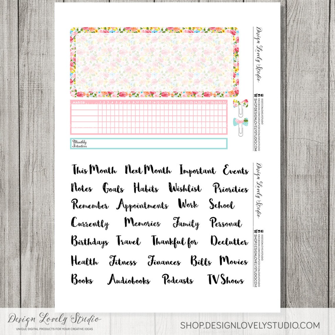 Printable NOTES PAGE Planner Stickers Spring Notes Page | Etsy