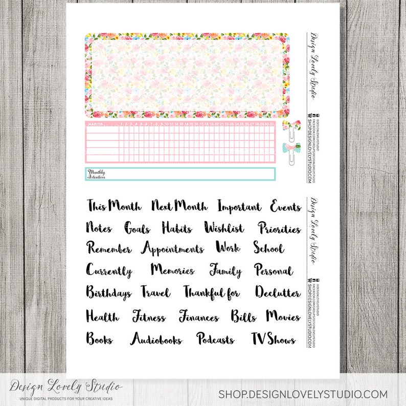 Printable NOTES PAGE Planner Stickers Spring Notes Page | Etsy