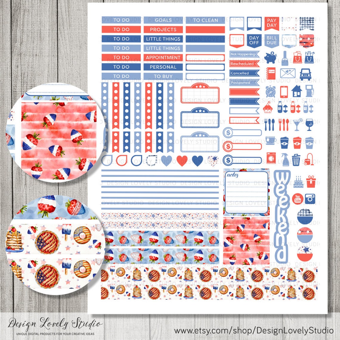 Printable Independence Day Planner Stickers Mini Happy | Etsy