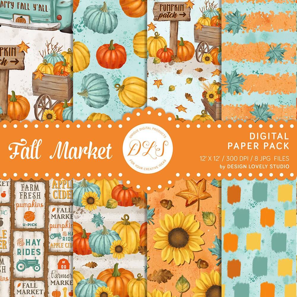 Fall Digital Paper Pumpkin Digital Paper Halloween Digital | Etsy