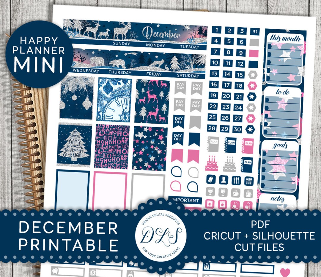 Mini Happy Planner December Monthly Kit, December Mini Happy Planner ...