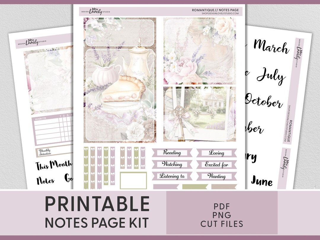 Spring Notes Page Kit, March April May Notes Page Stickers, Printable ...