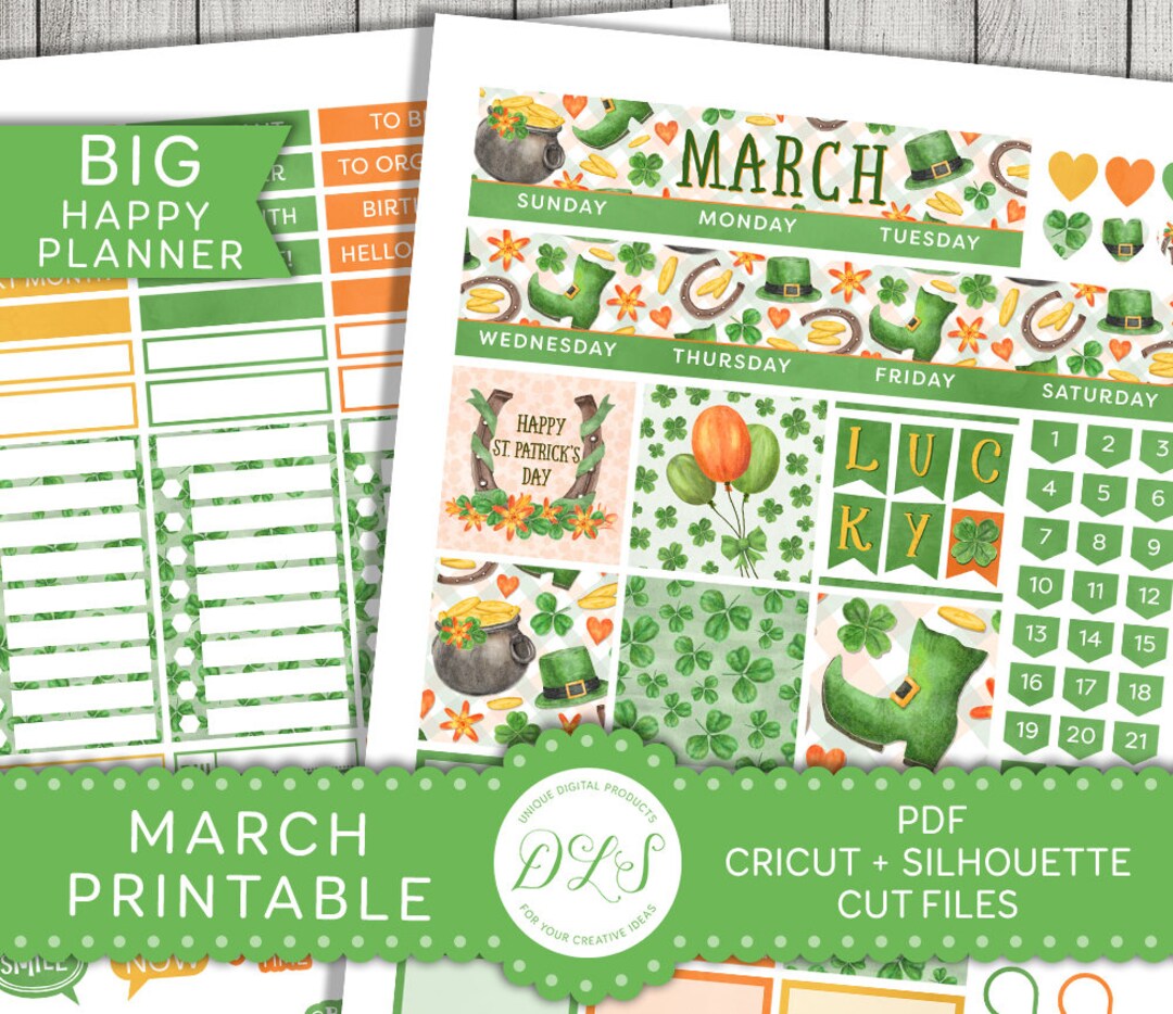 March Big Happy Planner Stickers, Printable Big Happy Planner Stickers ...