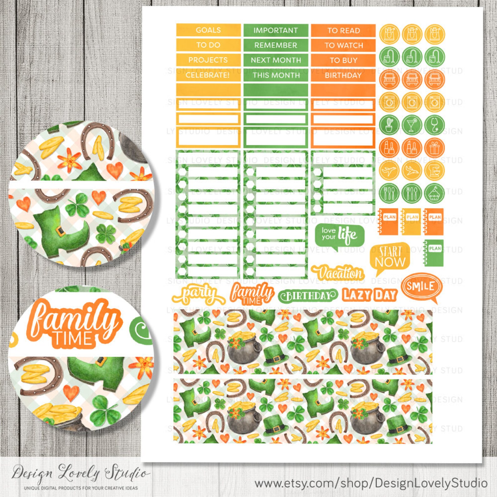 Happy Planner March Monthly Kit, Happy Planner March Stickers ...