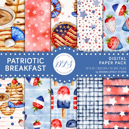 4th of July Digital Paper Independence Day Background - Etsy