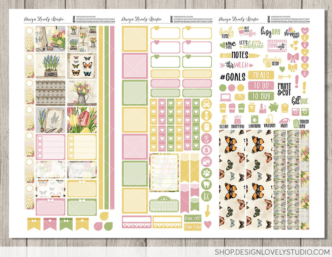 Printable SPRING Planner Stickers Kit Printable Hobonichi - Etsy Norway