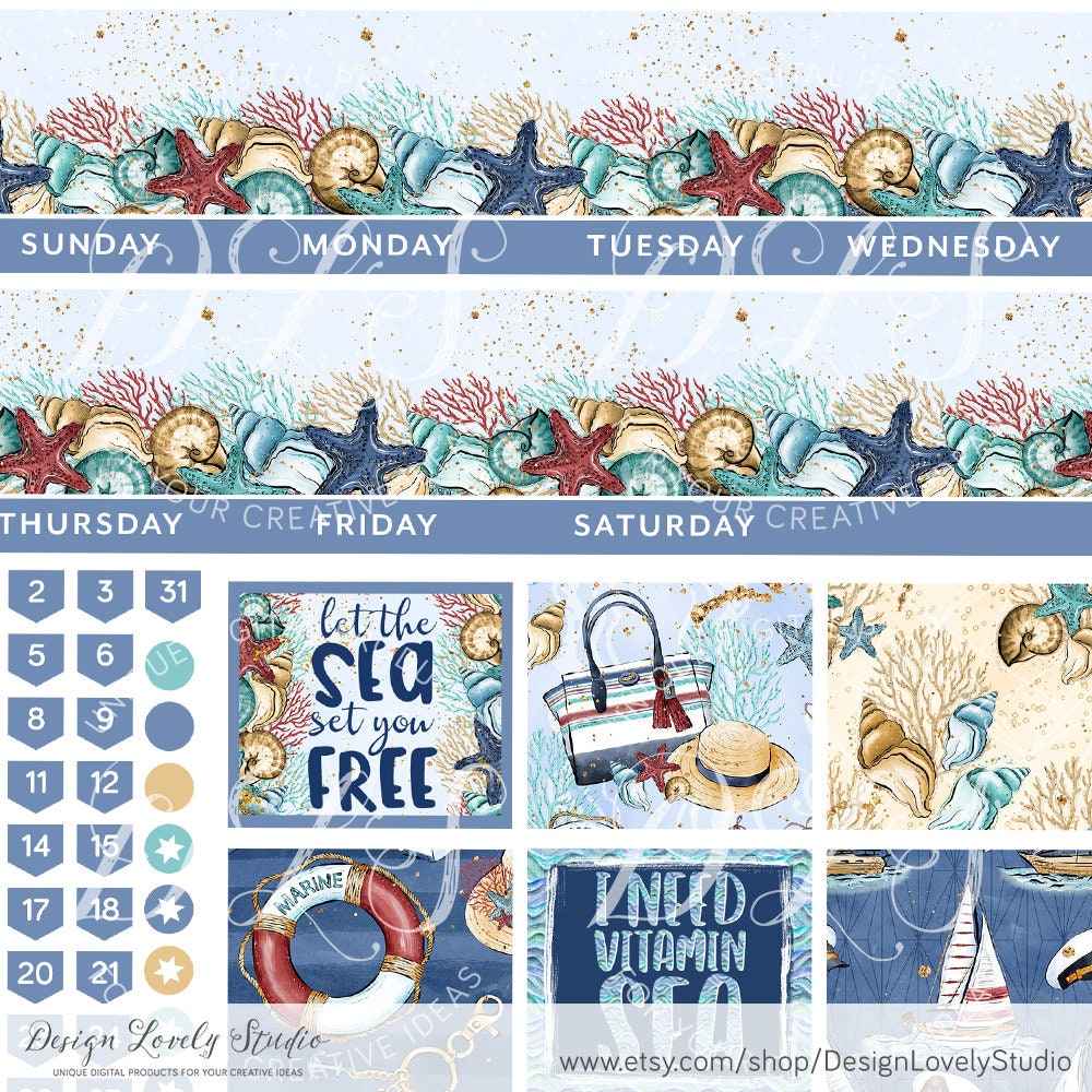 PRINTABLE Monthly Planner Stickers Beach Planner Stickers | Etsy