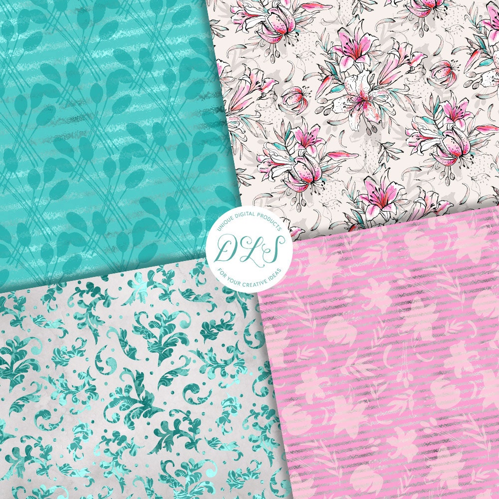 Floral Digital Paper Pack: garden Beauties | Etsy