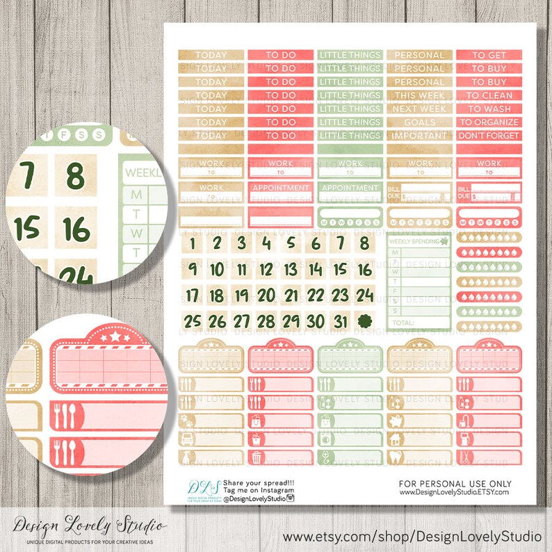 Printable Weekly Stickers Kit Happy Planner Printable - Etsy Hong Kong