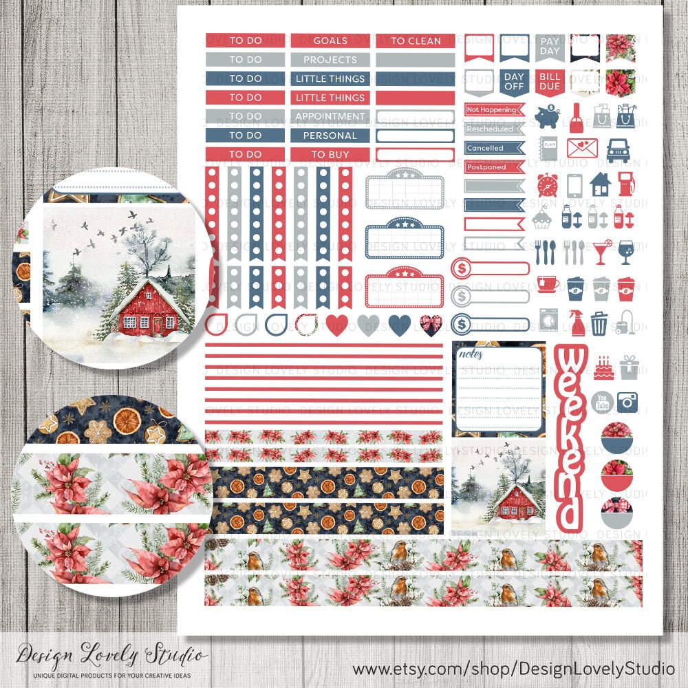 Printable CHRISTMAS Planner Stickers Holiday Planner | Etsy