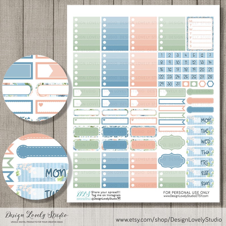 Printable FLORAL Planner Stickers, Printable Weekly Stickers Kit, Fits ...