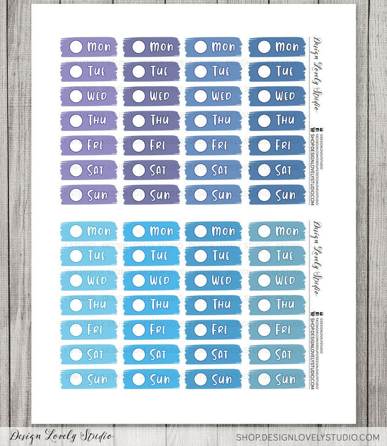 Printable DATE COVER Planner Stickers, Weekdays Planner Stickers ...