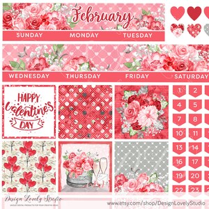 Printable February Monthly Kit, Big Happy Planner February Stickers Kit ...