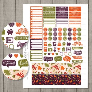 NOVEMBER Sticker Kit ECLP Printable Monthly Planner Stickers Fall ...