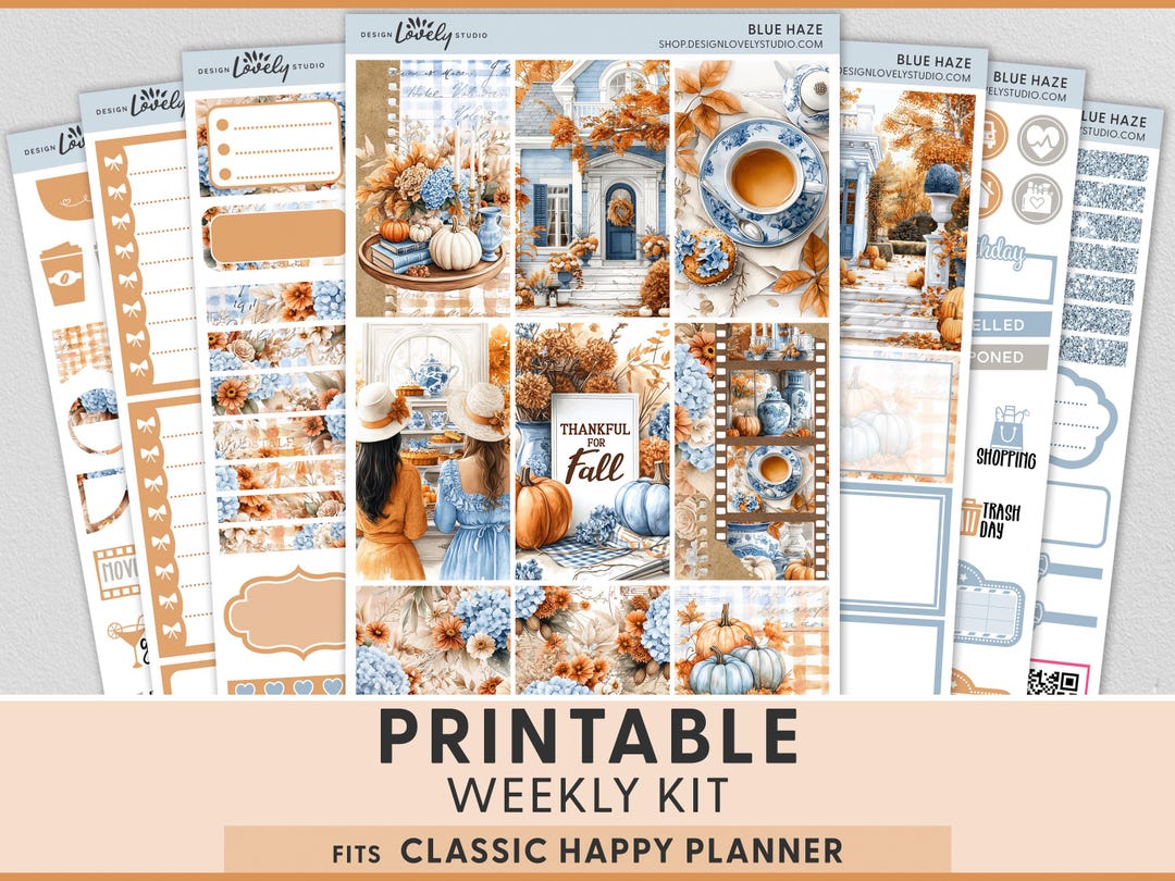 Cozy Fall Weekly Planner Kit, Printable Stickers for Happy Planner ...