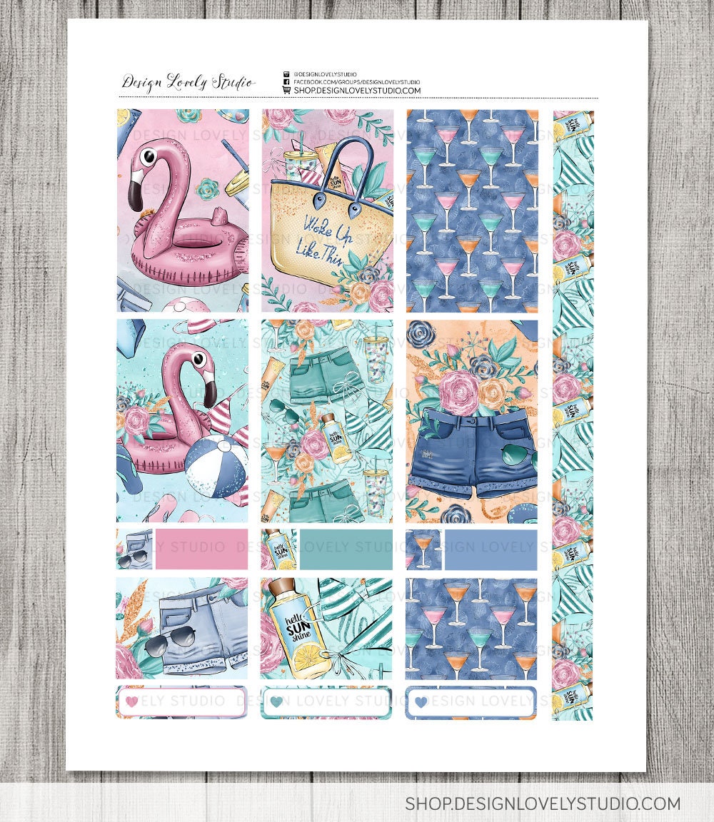 Beach Day Planner Stickers Big Happy Planner Printable - Etsy