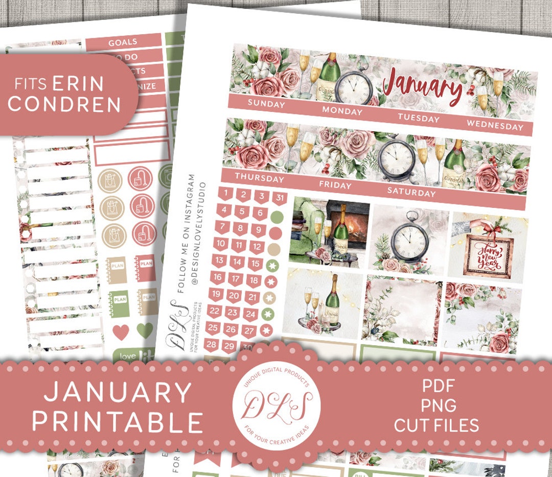 Printable JANUARY Planner Stickers, January Monthly Stickers Kit, for ...