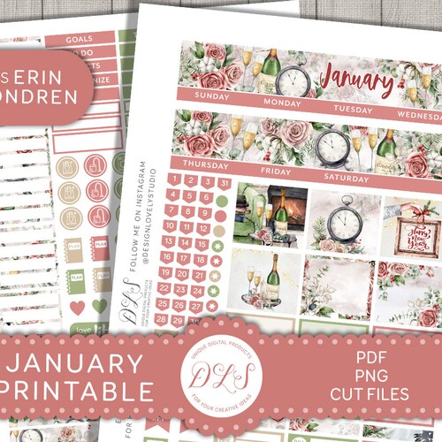 Printable January Monthly Kit January Planner Stickers Kit - Etsy