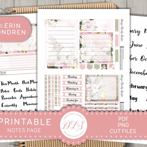 April NOTES PAGE Planner Stickers Printable ECLP Notes Page - Etsy