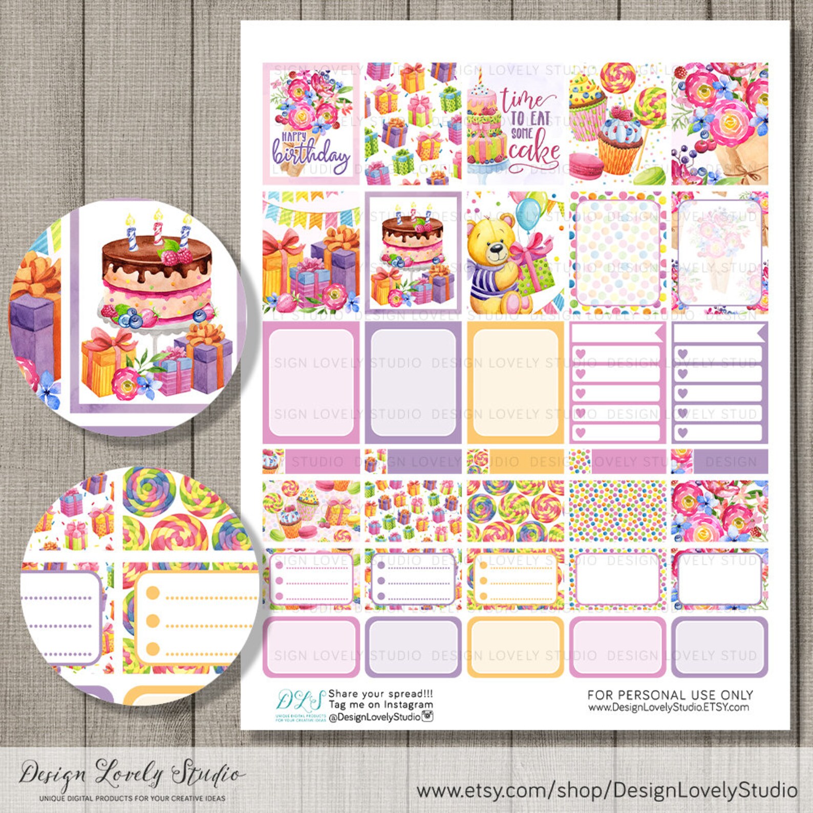 Printable Birthday Planner Stickers Birthday Planner Kit - Etsy