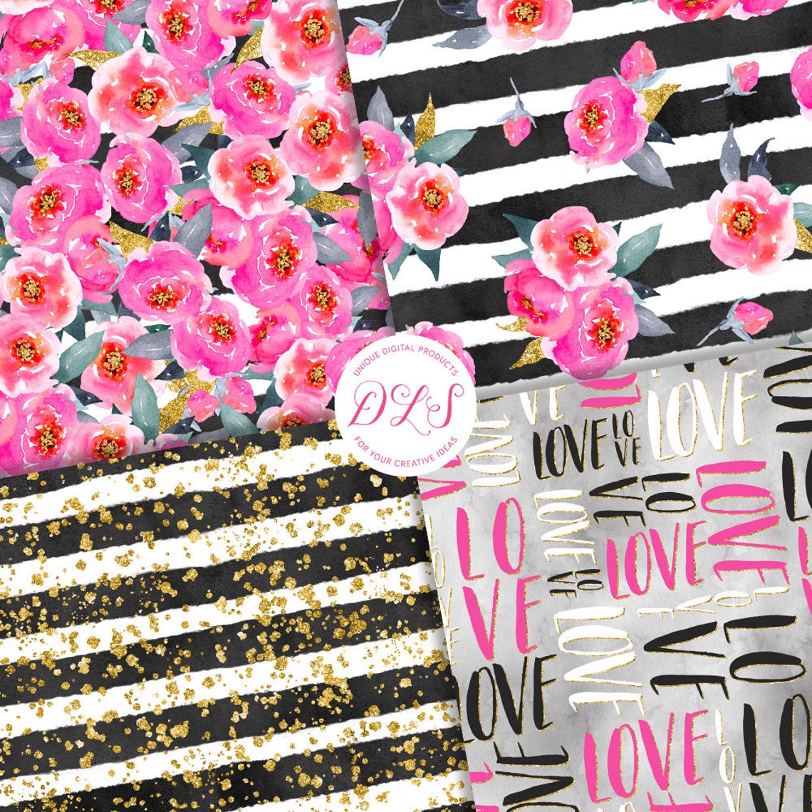 Valentine's Day Digital Paper, Valentine's Digital Backdrop, Valentines ...
