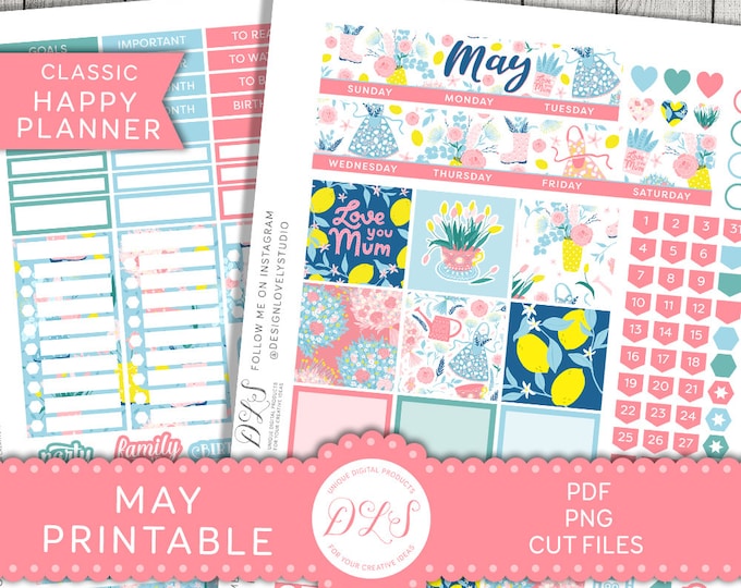 Happy Planner MAY Monthly Kit Printable May Monthly Stickers - Etsy