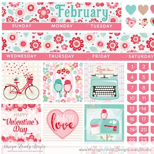 Printable Big Happy Planner February Stickers Kit, February Monthly Kit ...