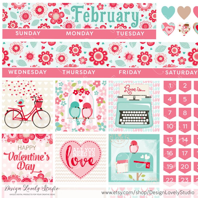 Printable Big Happy Planner February Stickers Kit February - Etsy