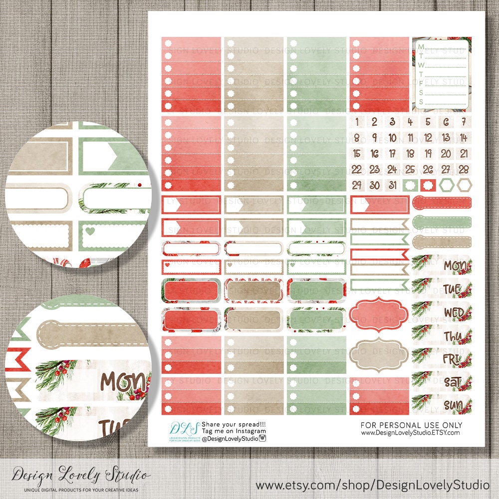 Printable CHRISTMAS Planner Stickers Kit for Erin Condren - Etsy