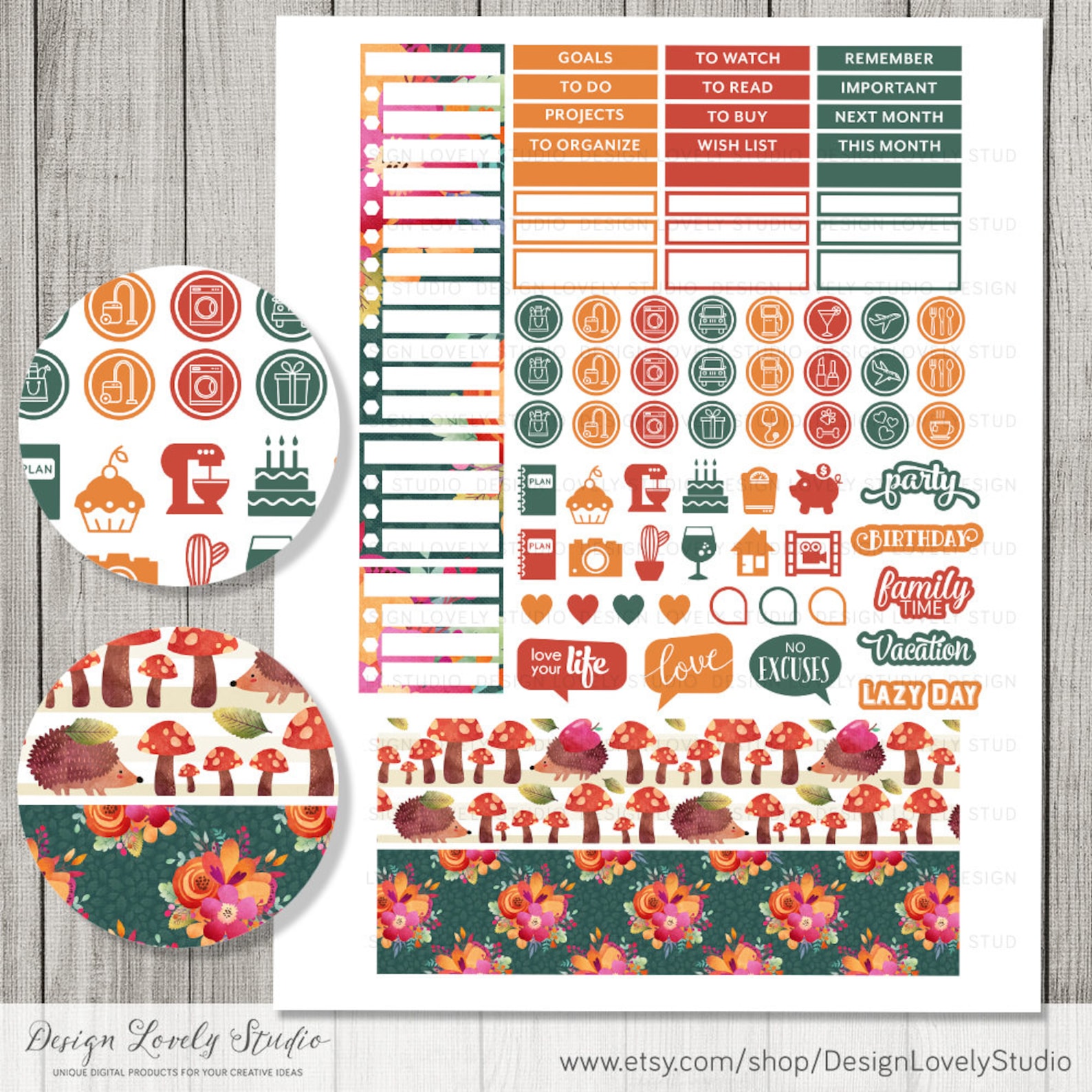 Monthly Planner Printable Stickers Fall Planner Kit Monthly - Etsy