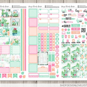 CACTUS Planner Stickers Kit, Printable Hobonichi Weeks Planner Stickers ...