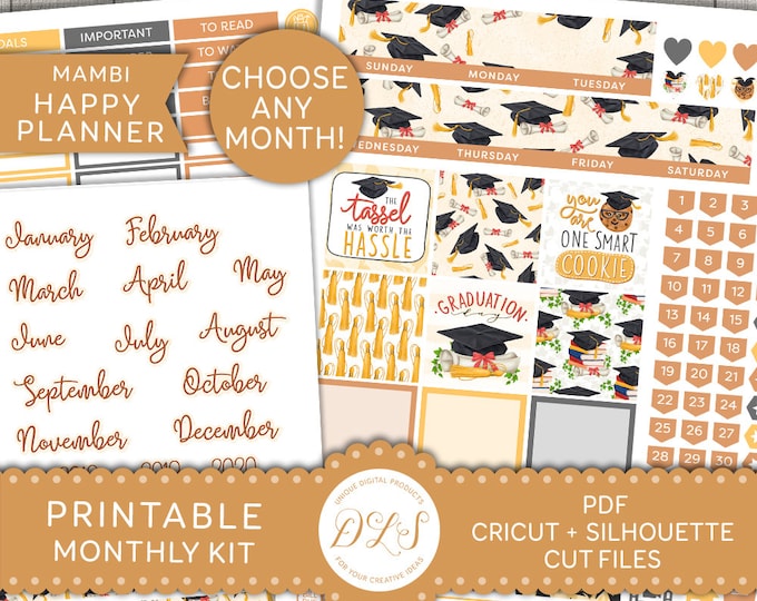 Graduation Planner Stickers Graduation Monthly Kit Printable - Etsy