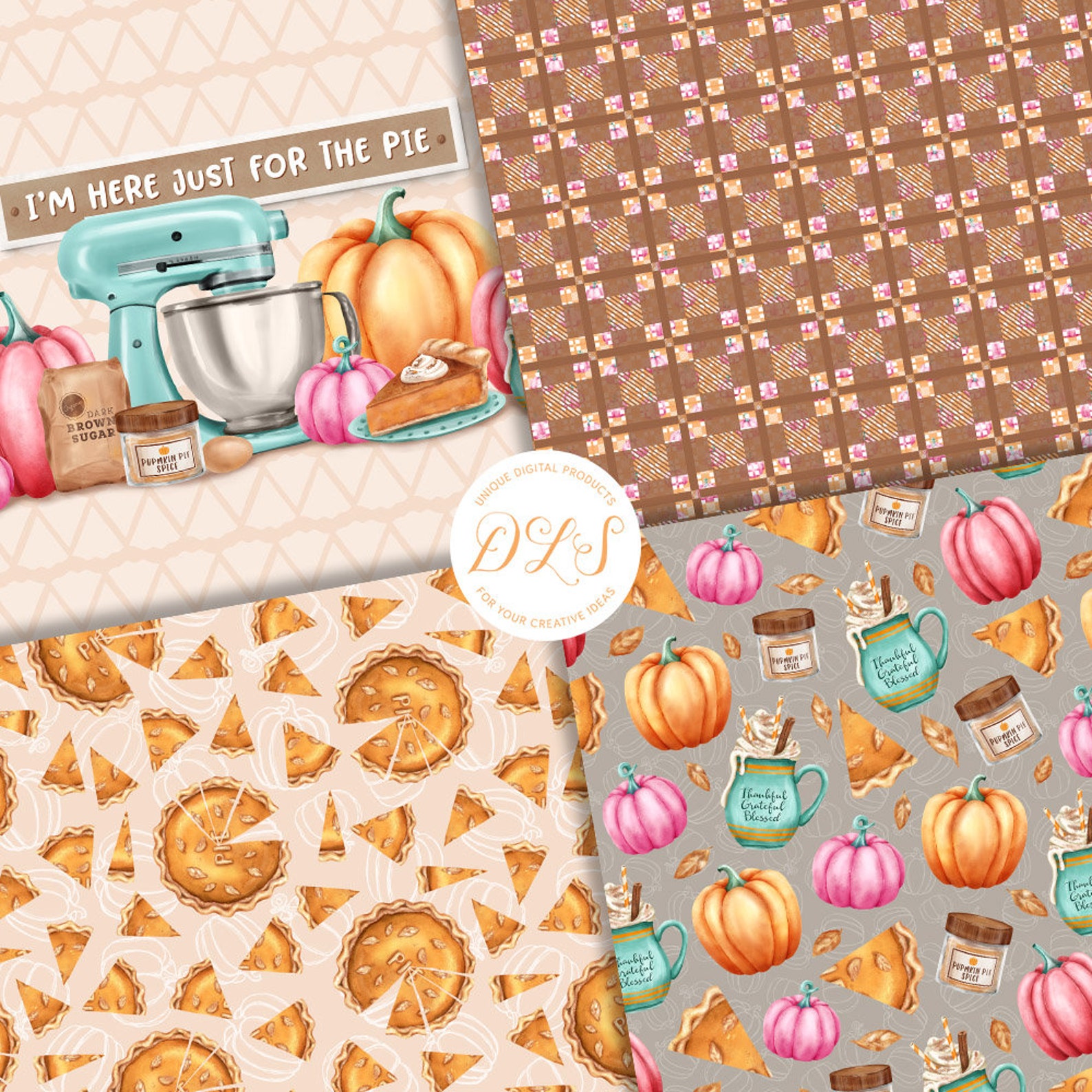 THANKSGIVING Digital Paper Pumpkin Pie Digital Paper - Etsy
