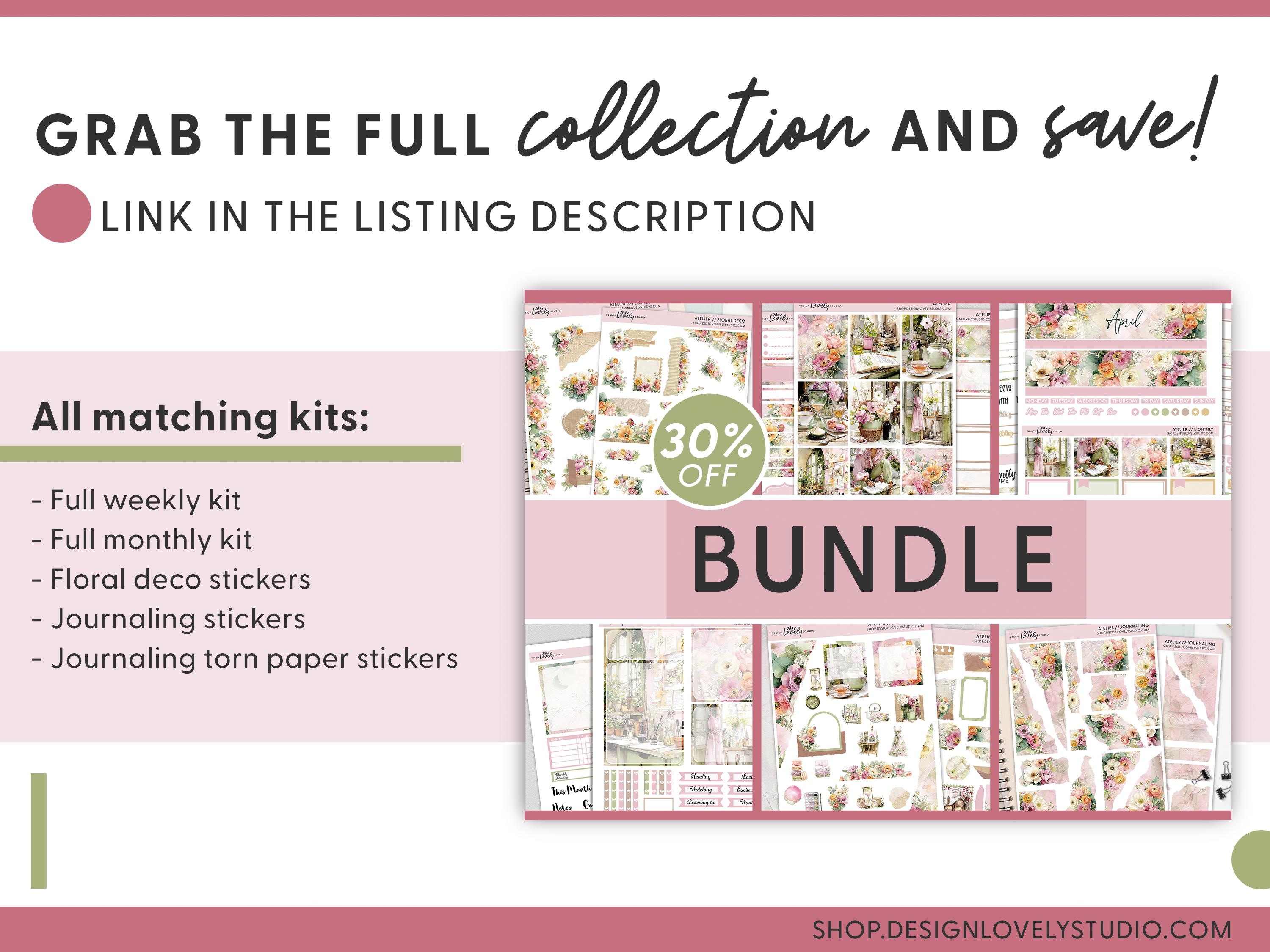 Spring Atelier Journaling Stickers, March April May Printable Planner ...