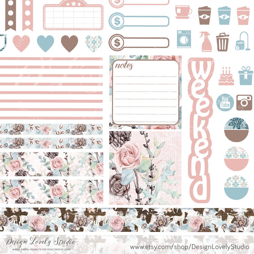 Printable WINTER Planner Stickers Holiday Planner Stickers - Etsy