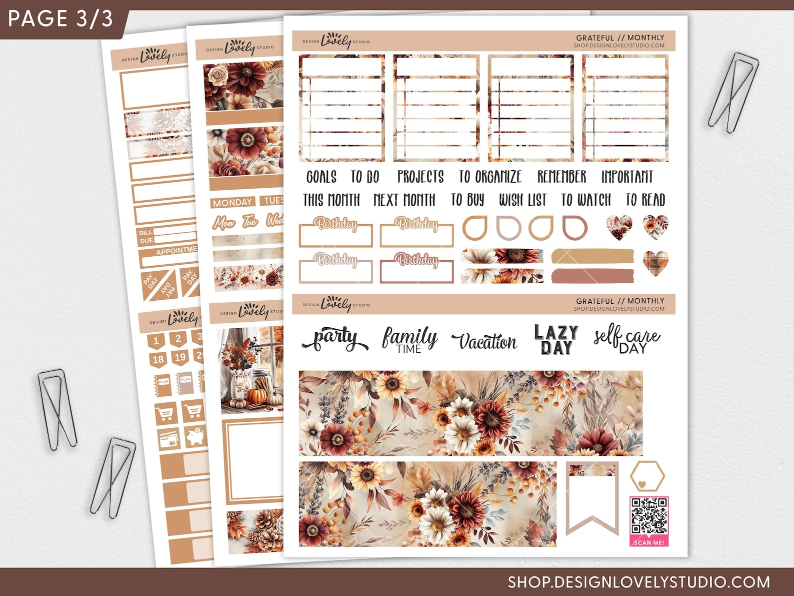November Monthly Sticker Kit, Thanksgiving Planner Stickers, November ...
